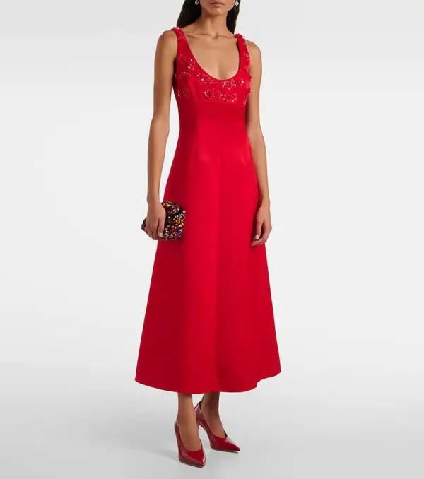 EMILIA WICKSTEAD Abella Embellished Satin Midi Dress