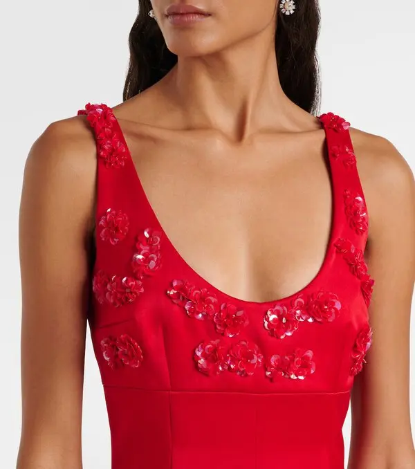 EMILIA WICKSTEAD Abella Embellished Satin Midi Dress