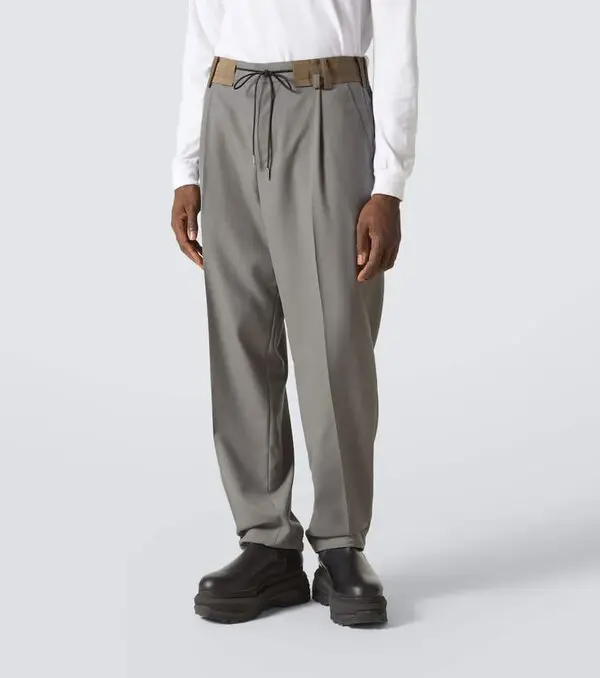 Sacai Mid-rise Wide-leg Pants