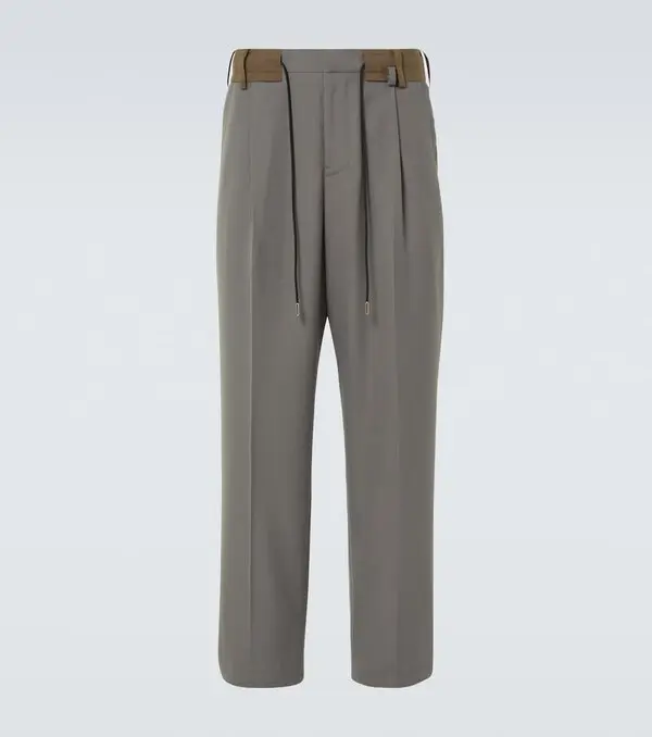 Sacai Mid-rise Wide-leg Pants - Grey