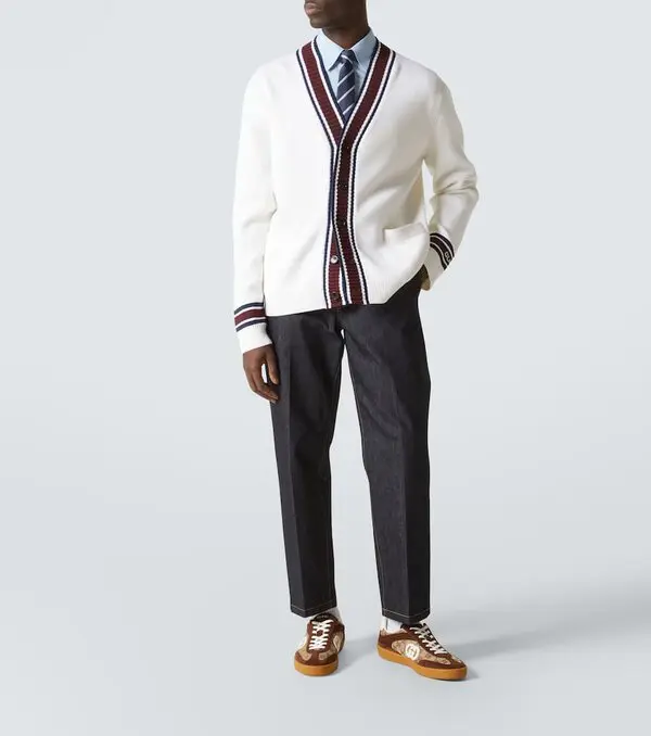 Gucci Interlocking G Suede-trimmed Sneakers - Brown