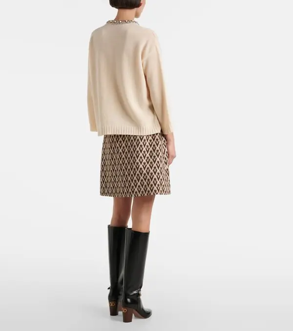 Valentino Garavani Embellished Virgin Wool Sweater - White