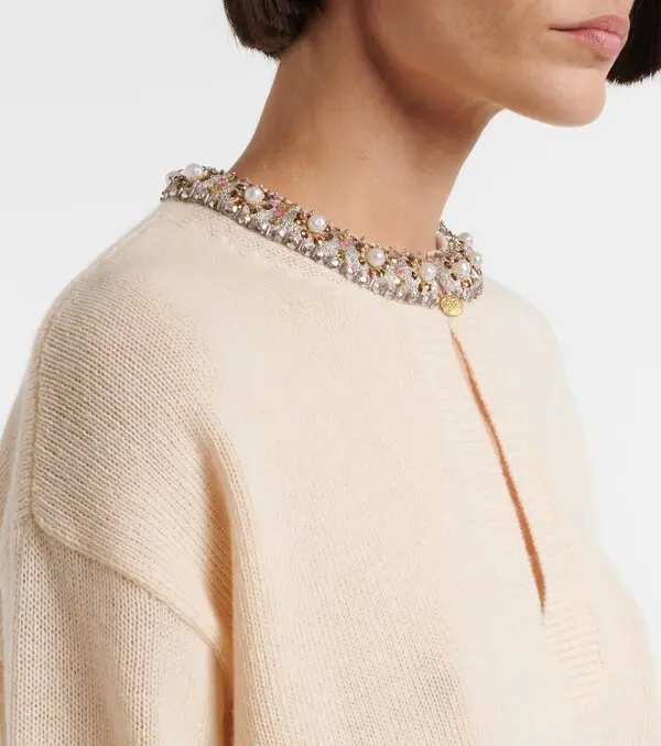 Valentino Garavani Embellished Virgin Wool Sweater - White