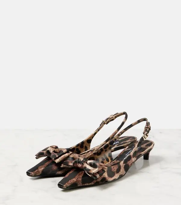 Dolce & Gabbana Leo 30 Printed Satin Slingback Pumps - Multicoloured