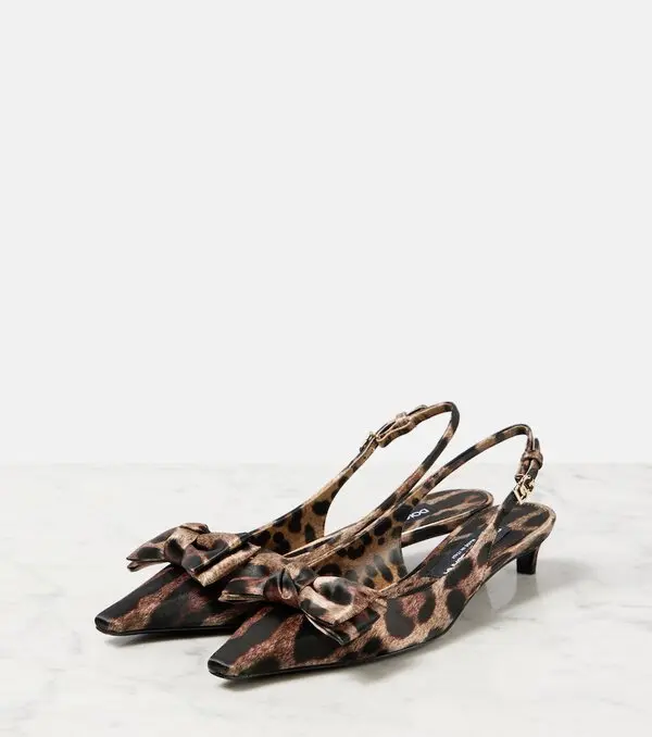 Dolce & Gabbana Leo 30 Printed Satin Slingback Pumps - Multicoloured
