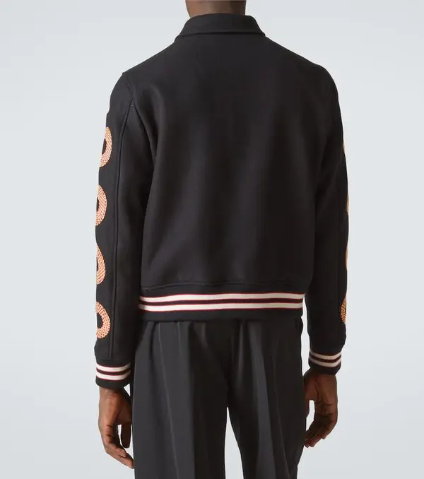Amiri Snake Bones Wool-blend Varsity Jacket