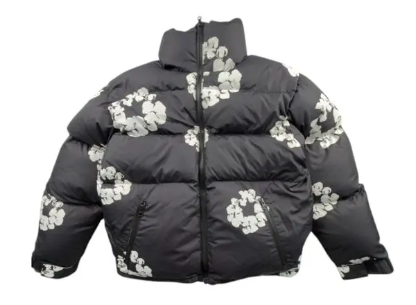 DENIM TEARS Cotton Wreath Puffer Jacket - Black