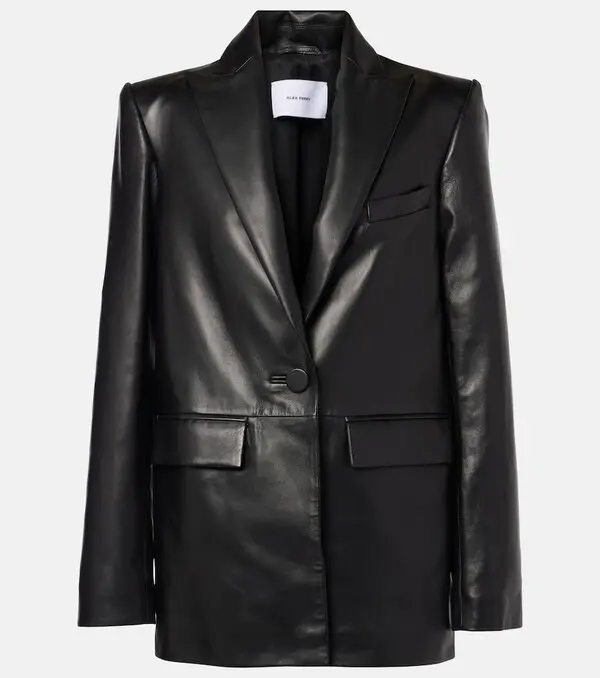 Alex Perry Oversized Leather Blazer - Black