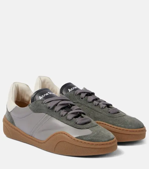 Acne Studios Bars Suede And Leather Sneakers - Grey