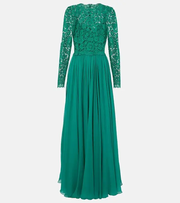 Dolce & Gabbana Lace And Silk Gown - Green