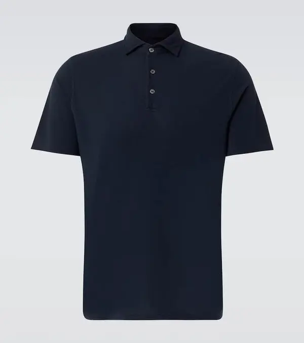 Fedeli Cotton Piqué Polo Shirt - Blue