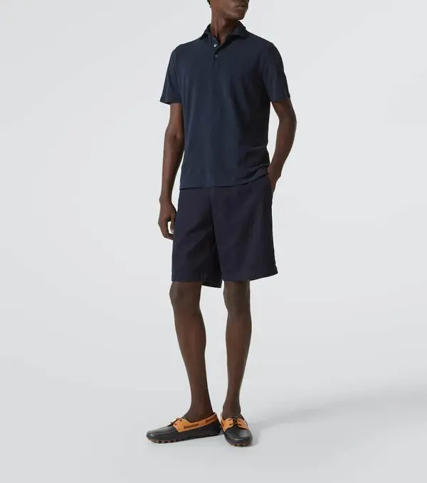 Fedeli Cotton Piqué Polo Shirt - Blue