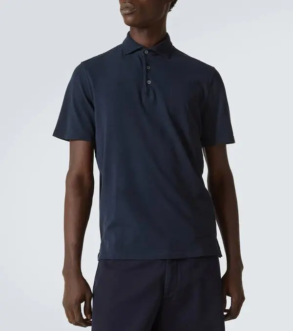 Fedeli Cotton Piqué Polo Shirt - Blue