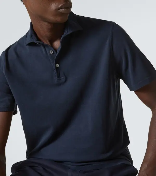 Fedeli Cotton Piqué Polo Shirt - Blue