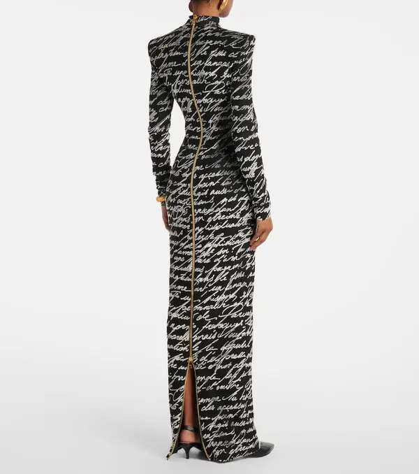 Balmain Love Letter Jacquard Gown