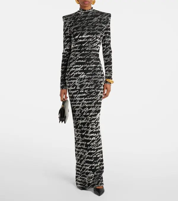Balmain Love Letter Jacquard Gown