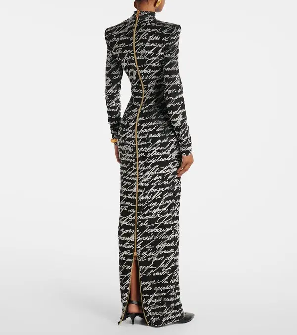 Balmain Love Letter Jacquard Gown