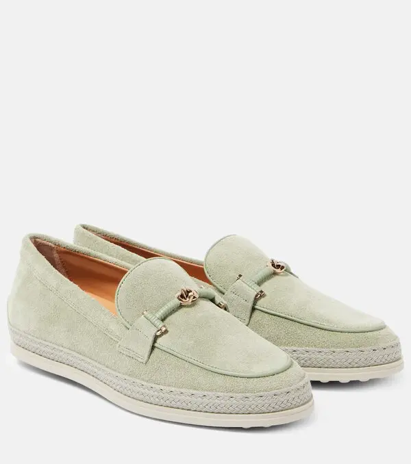 TOD'S T Ring Suede Loafers - Green