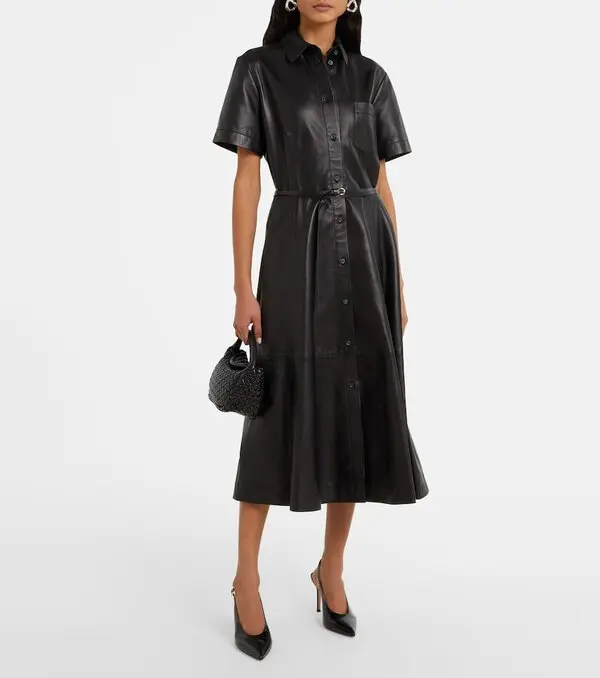 altuzarra leather dress Kiera in Brick Ladybug group_size:standard:cascade-wrap-dress-l13915-black