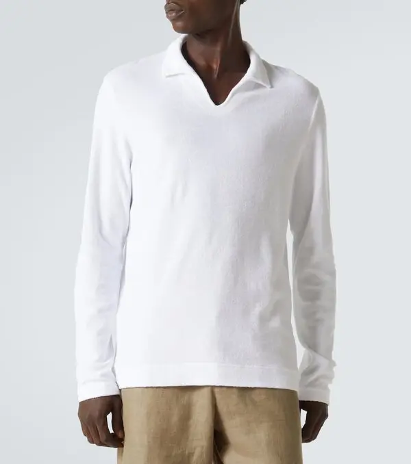 Fedeli Cotton Terry Polo Shirt - White