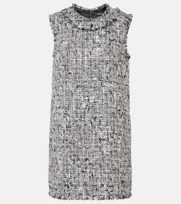 Dolce & Gabbana Tweed Lamé Minidress - Grey
