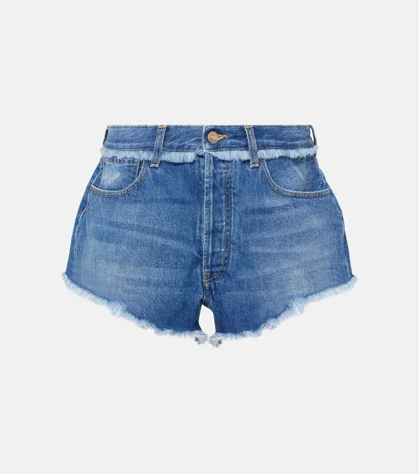 Alanui Fringed Denim Shorts - Blue