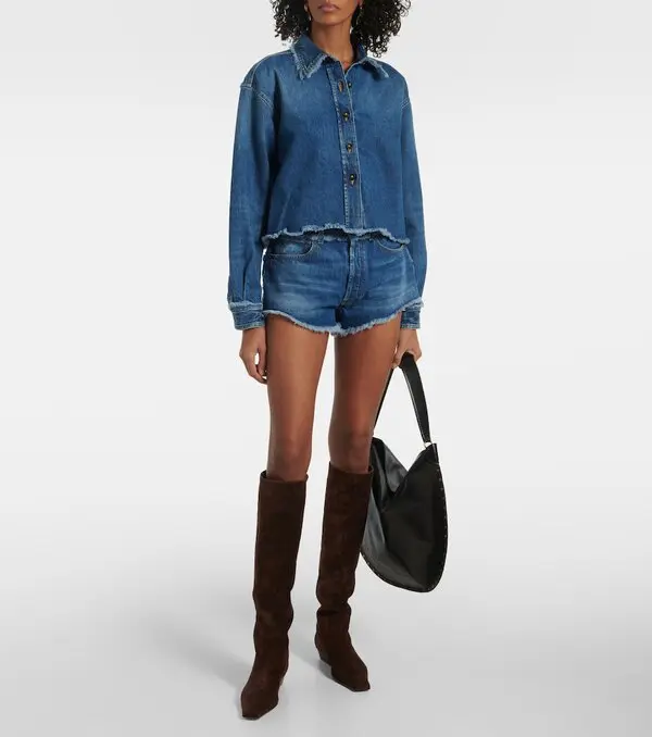 Alanui Fringed Denim Shorts