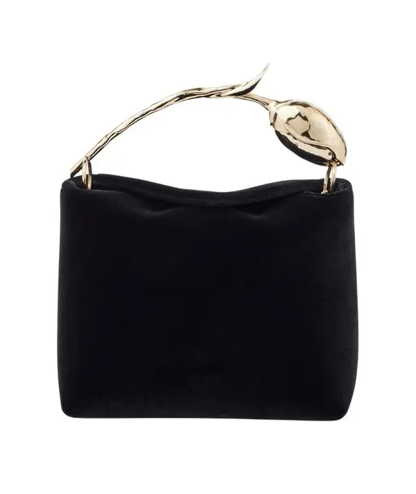 Erdem Bloom Mini Velvet Tote Bag - Black