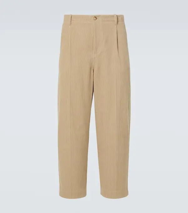 FRAME Pleated Straight Cotton Pants