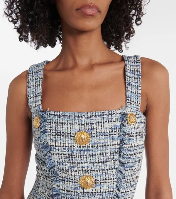 Balmain Denim Tweed Mini Dress