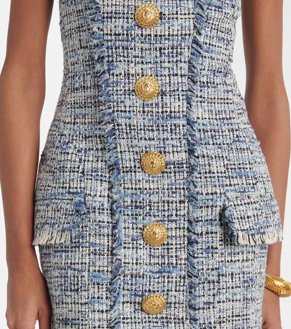 Balmain Denim Tweed Mini Dress