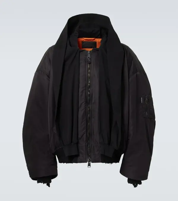 Balenciaga Incognito Hooded Bomber Jacket - Black