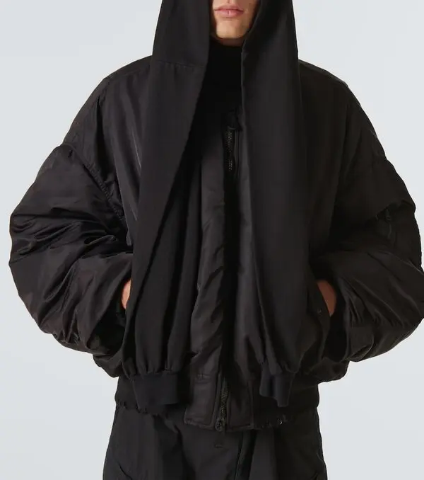 Balenciaga Incognito Hooded Bomber Jacket - Black | Editorialist