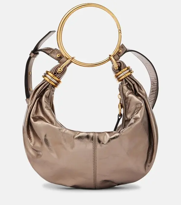 Chloé Bracelet Small Leather Shoulder Bag - Grey