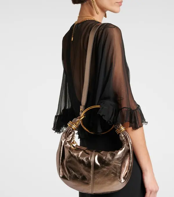 Chloé Bracelet Small Leather Shoulder Bag - Grey