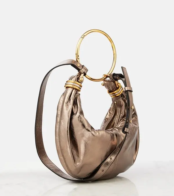 Chloé Bracelet Small Leather Shoulder Bag - Grey