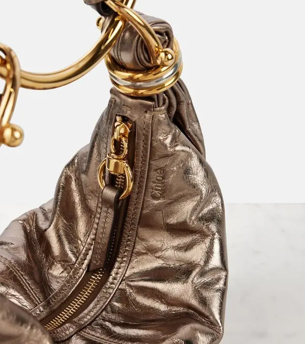 Chloé Bracelet Small Leather Shoulder Bag - Grey