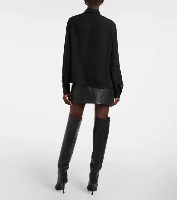 Wardrobe.NYC Tie-neck Silk Blouse