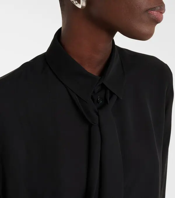 Wardrobe.NYC Tie-neck Silk Blouse