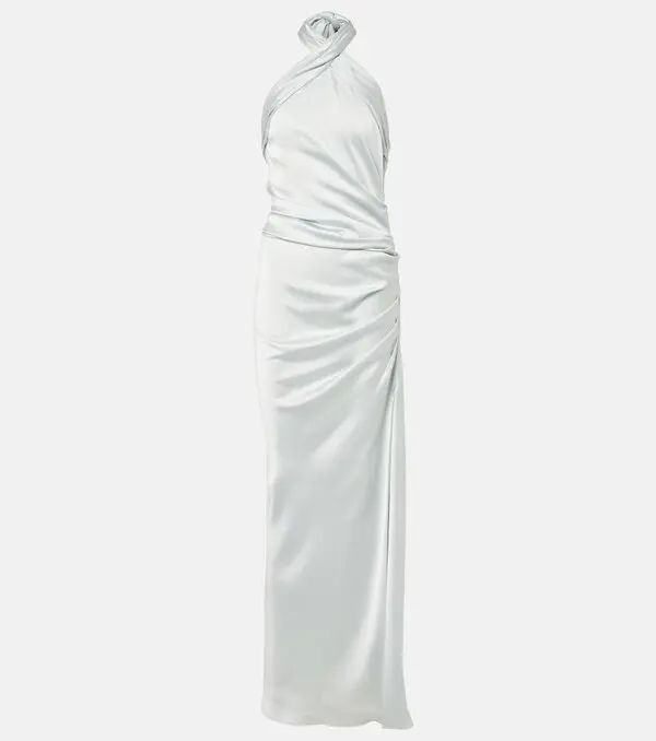 Simkhai Draped Satin Maxi Dress - Blue