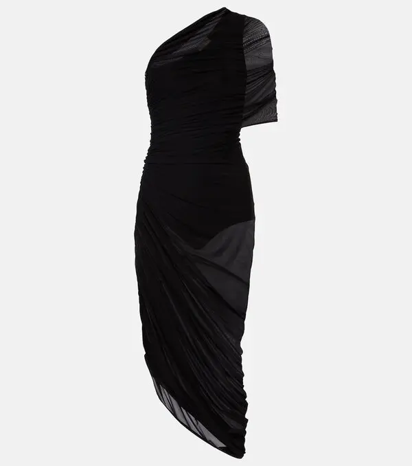 Magda Butrym One-shoulder Ruched Midi Dress - Black
