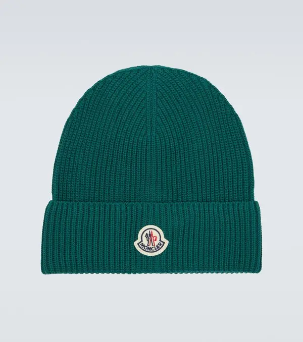 Moncler Ribbed-knit Beanie - Green