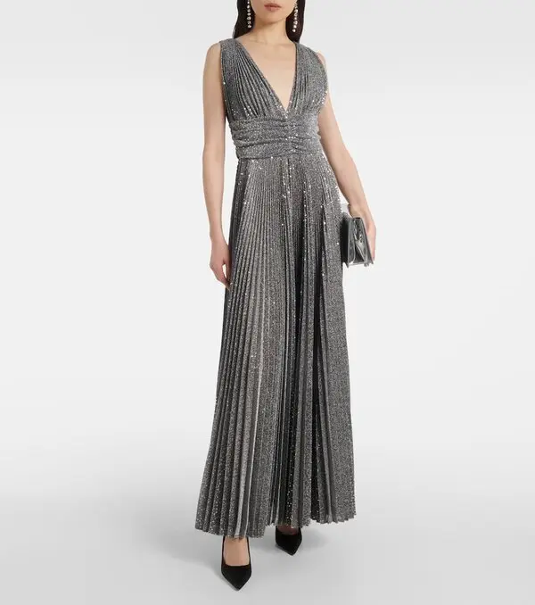Dolce & Gabbana Metallic Plissé Cocktail Dress