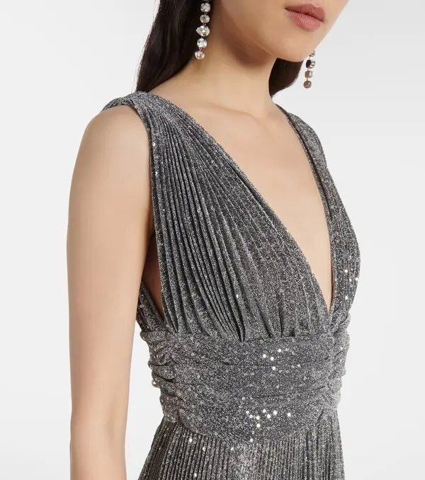 Dolce & Gabbana Metallic Plissé Cocktail Dress