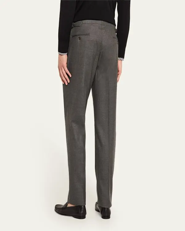 Ralph Lauren Purple Label Gregory Pleated Flannel Pants - Gray