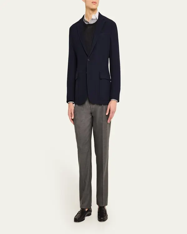 Ralph Lauren Purple Label Gregory Pleated Flannel Pants - Gray