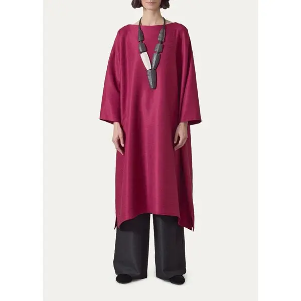 Eskandar Wide A-line Scoop Neck Dress - Magenta