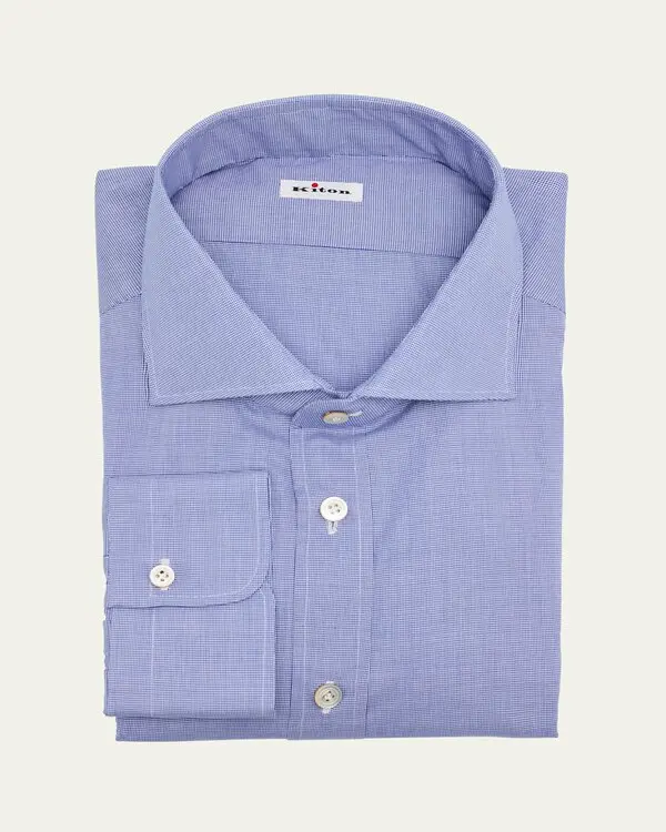 Kiton Cotton Micro-houndstooth Dress Shirt