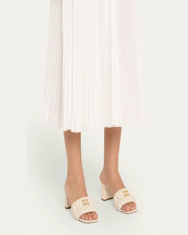 Miu Miu Quilted Leather Mule Sandals