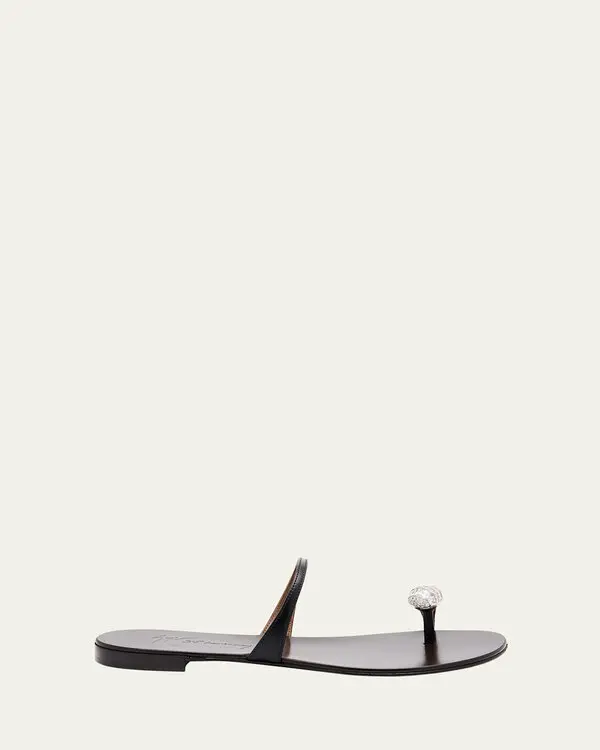 GIUSEPPE ZANOTTI Crystal Jewel Leather Sandals